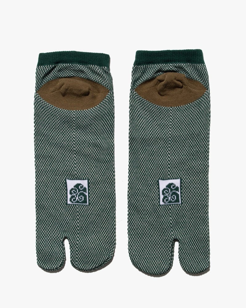 Wa-Modern, Tabi Socks, Ankle, Kanoko Mesh, Green and Mustard (M/L ...