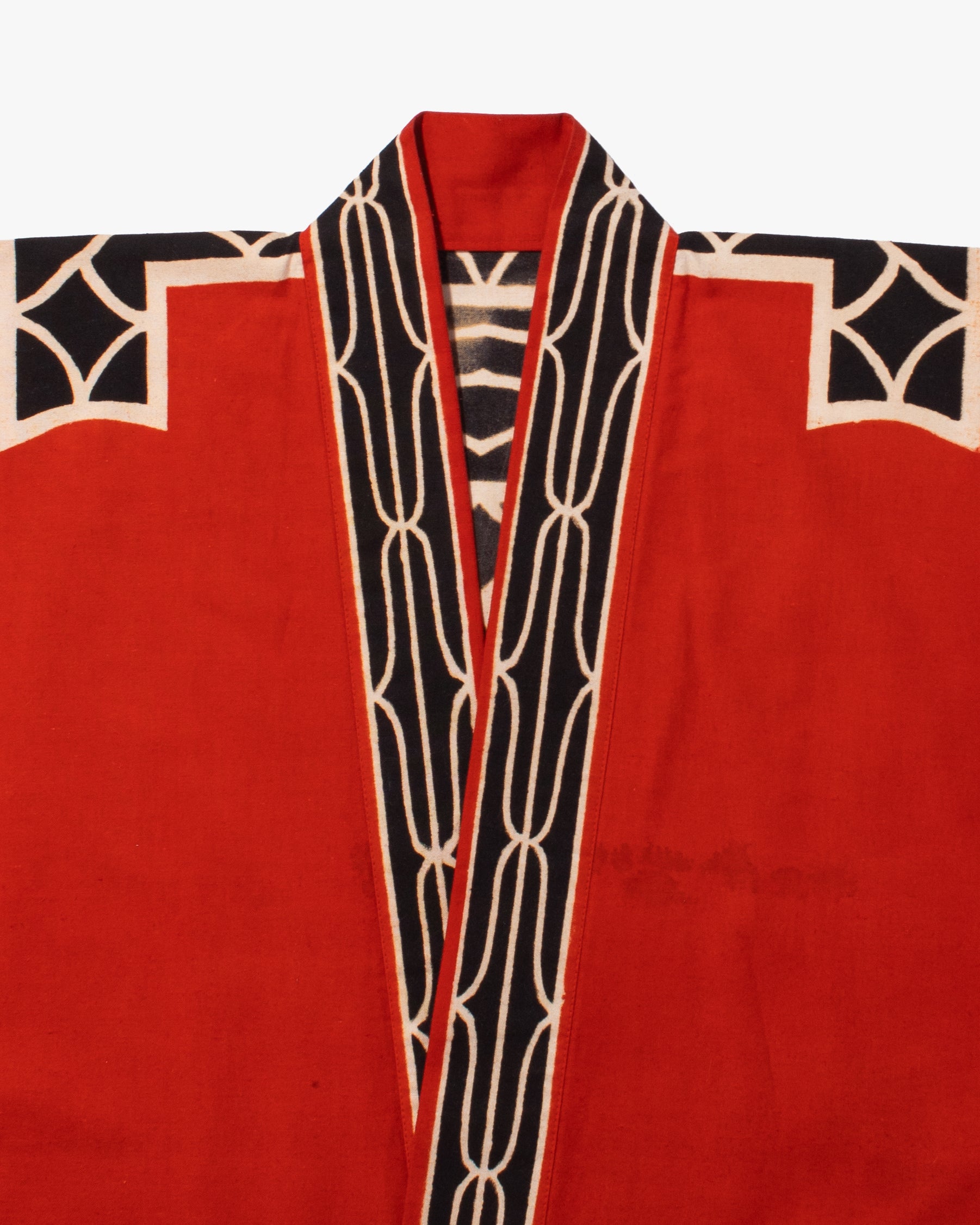 Vintage Ainu Robe, Long, Red with Black and White Patterns – Kiriko Made