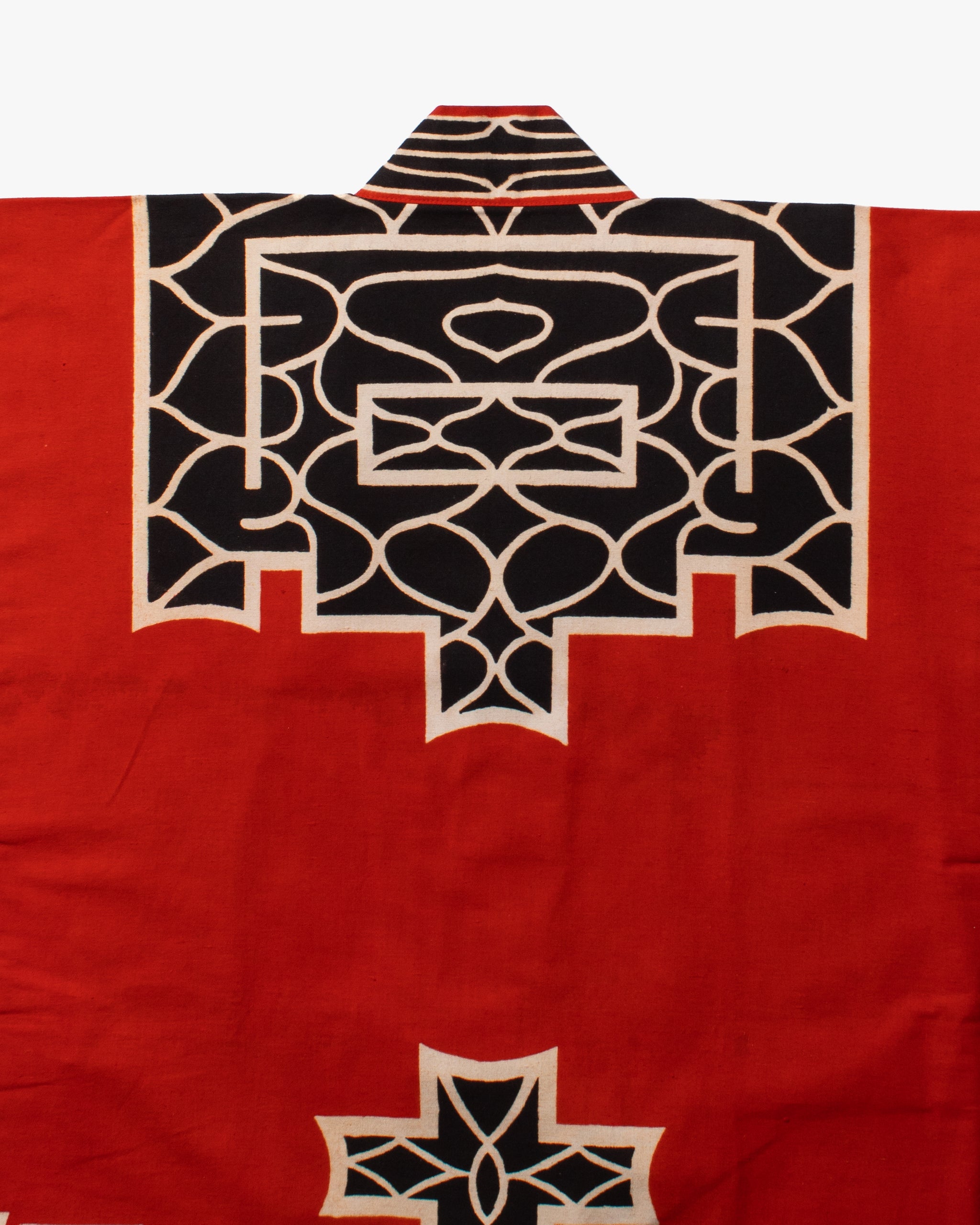 Vintage Ainu Robe, Long, Red with Black and White Patterns – Kiriko Made