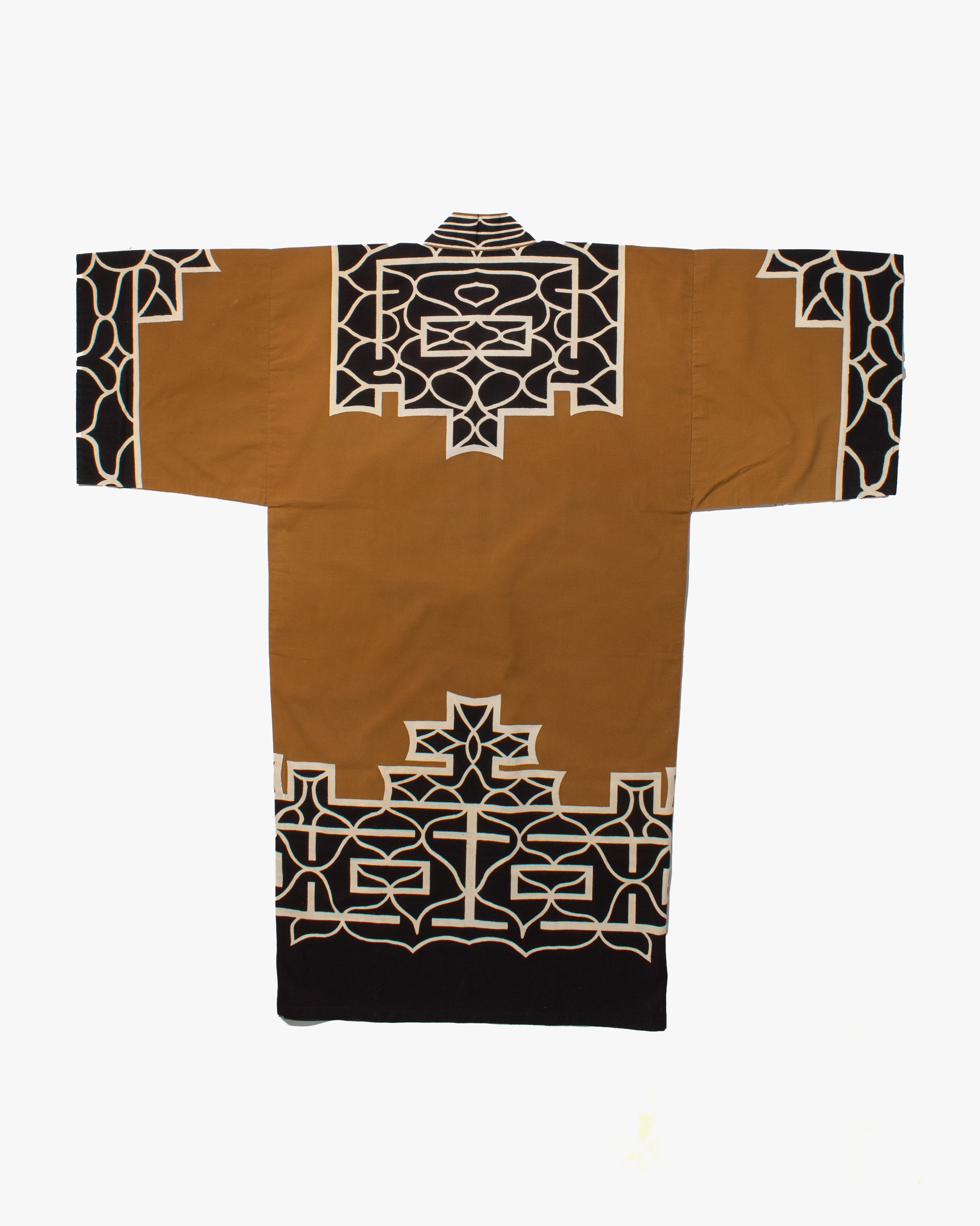 Vintage Ainu Robe, Long, Brown with Black and White Patterns – Kiriko Made
