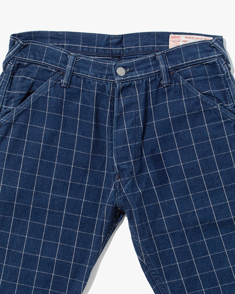 Japanese Repro Twill Cotton Chinos, Indigo with Large Grid, Yamane Bra ...