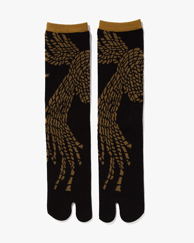 Wa Modern, Tabi Socks, Crew, Black with Ochre Nawa (M/L) – Kiriko Made