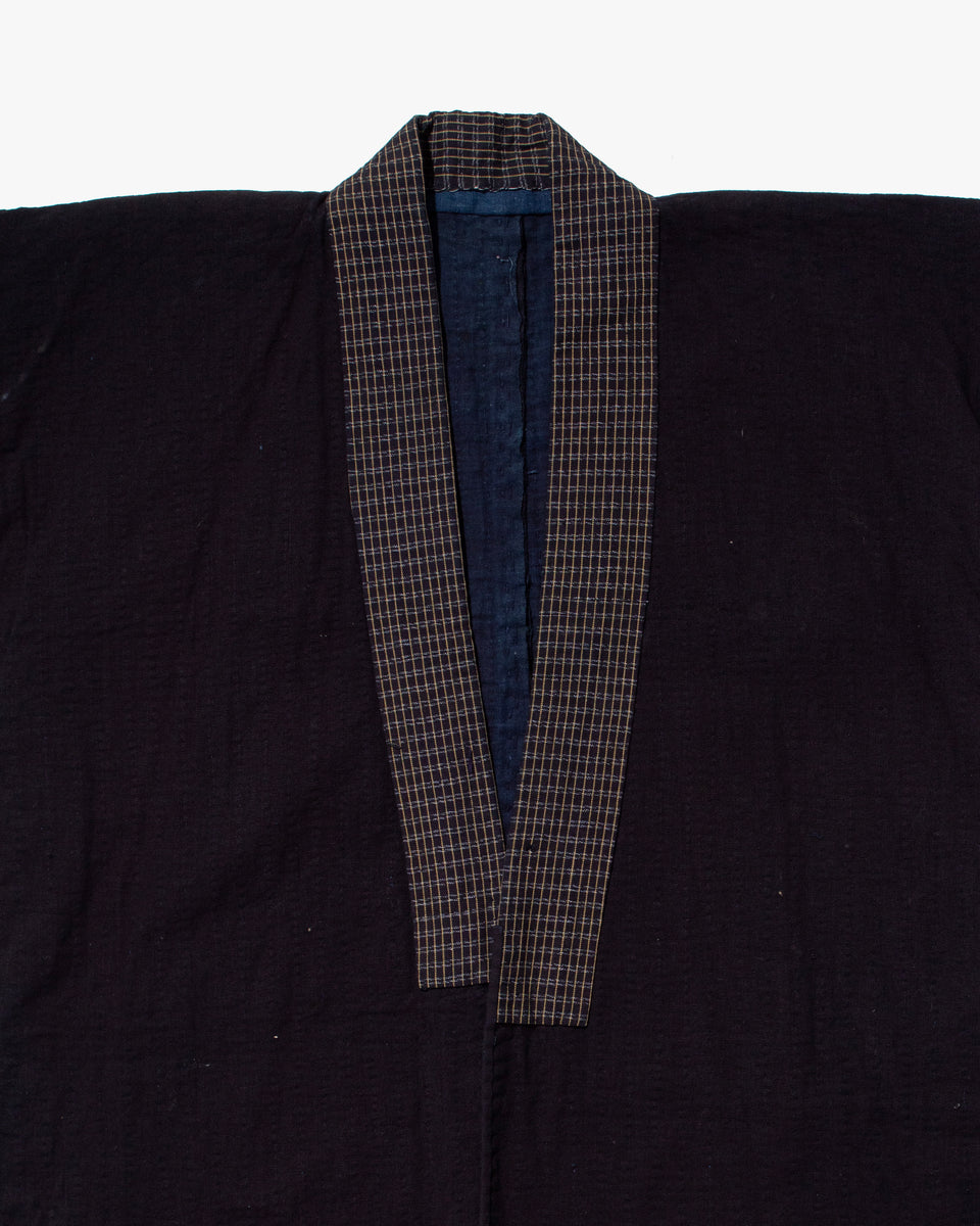 Vintage Noragi Jacket, Fully Sashiko Stitched, Dark Indigo with Yellow ...
