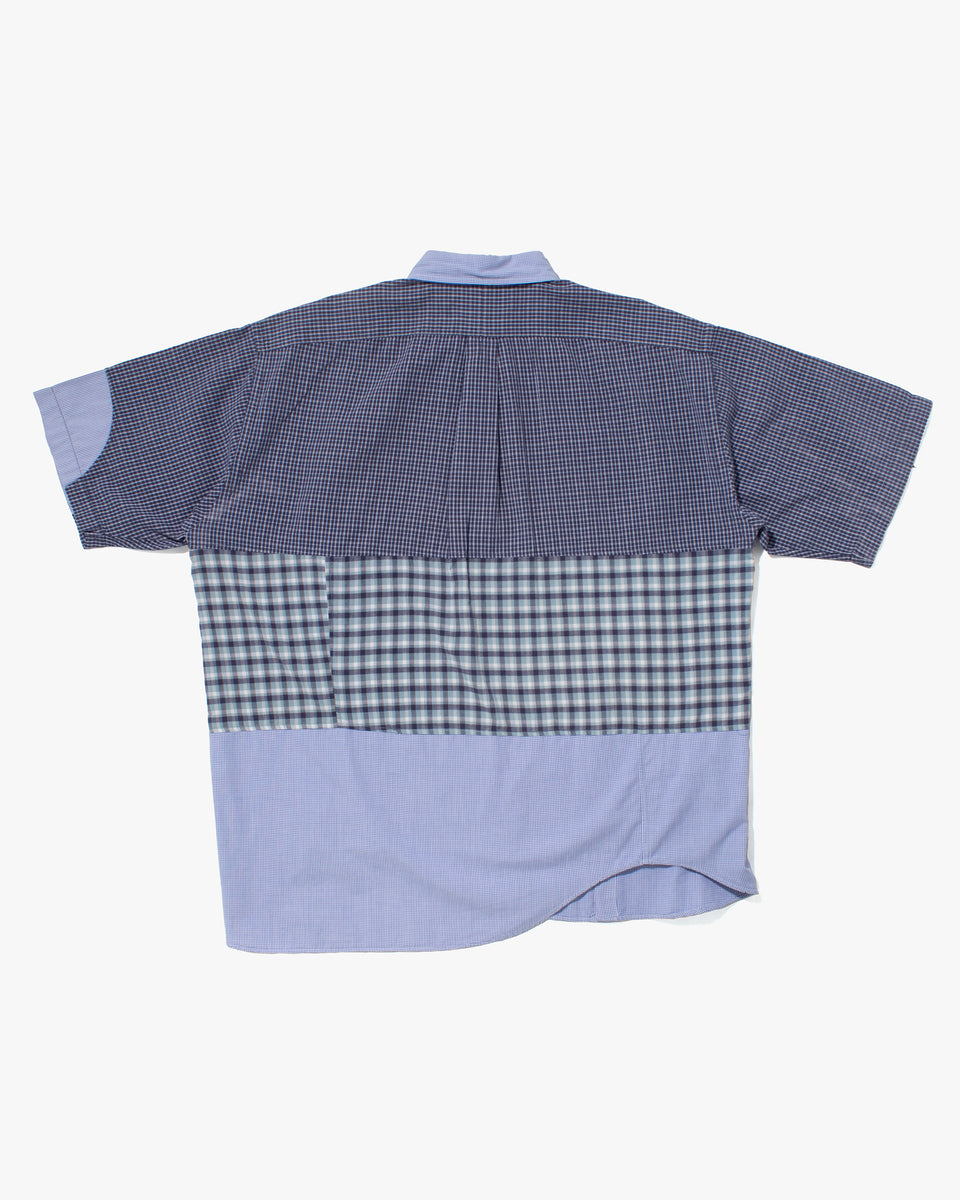 US Vintage Button Up Short Sleeve Shirt, La Rocca, Shades of Blue Plai ...