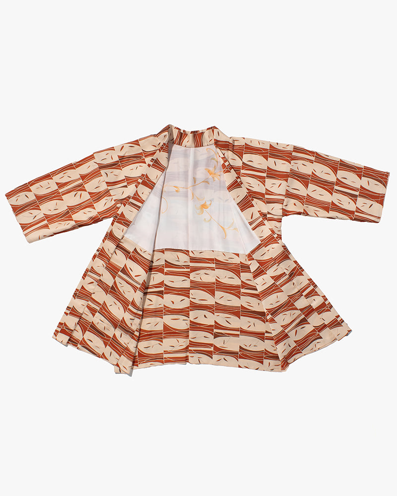 Kiriko Custom, Altered Haori Jacket, Orange Toned Leaves and Branches ...