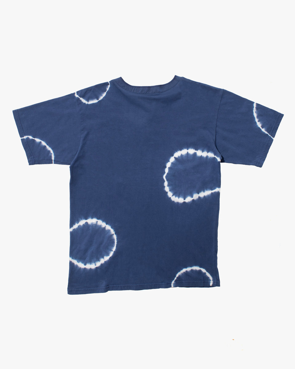 Wa-Modern, Short Sleeve Button Up Tunic, Blue Shibori Tye Dye – Kiriko Made