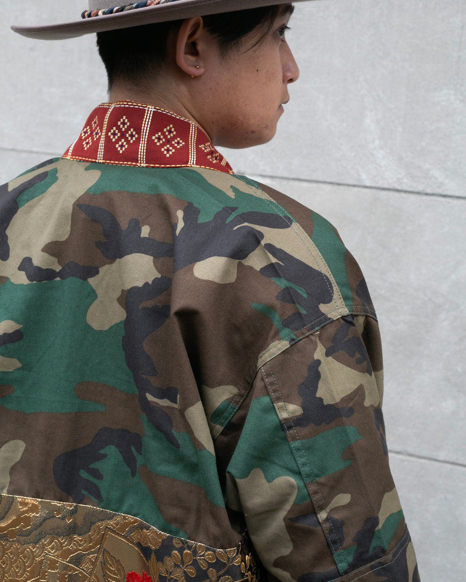 Kiriko Custom Military Jacket, Camo Patched, Shiny Gold & Orange ...