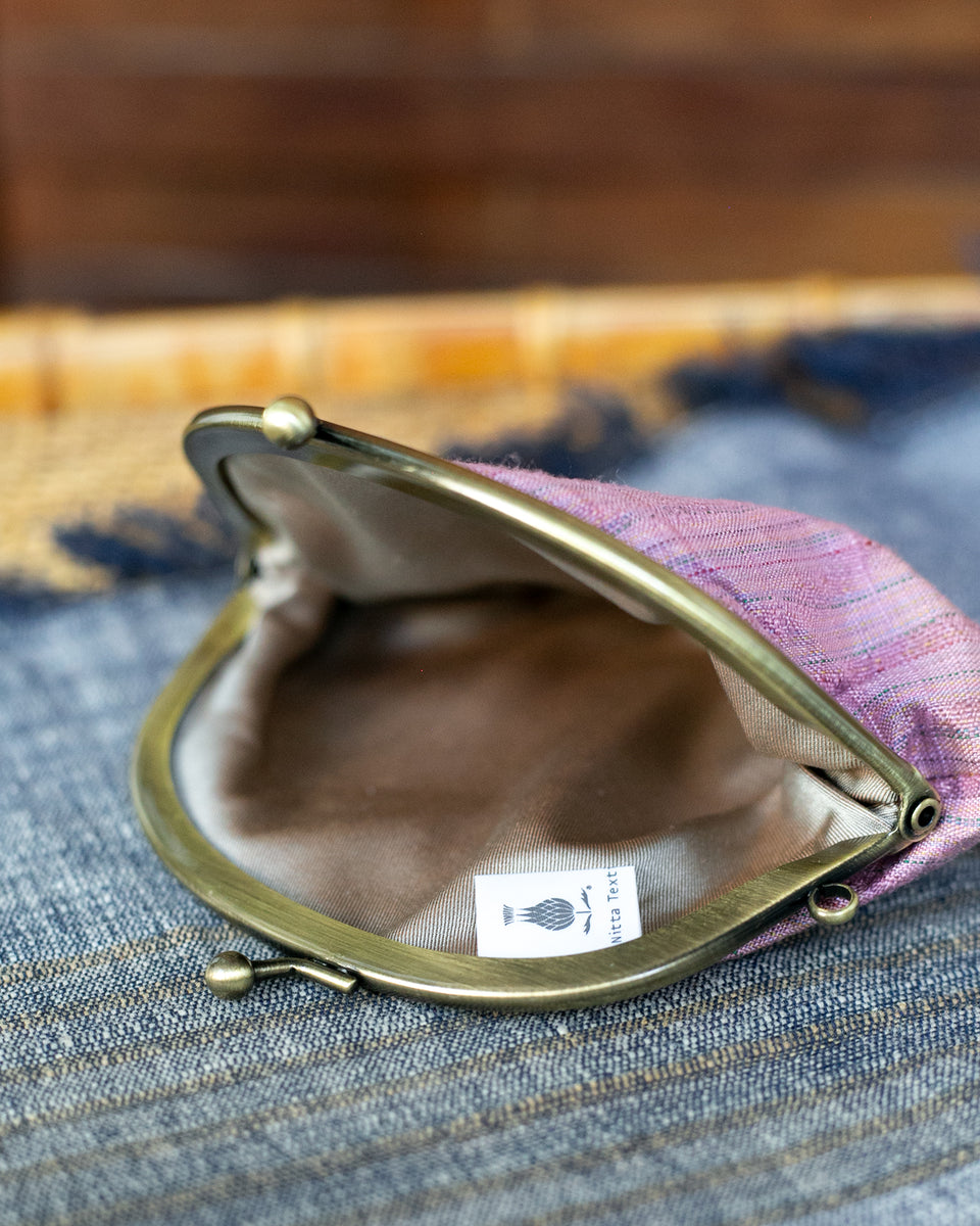 Coin Purse, Gamaguchi, Nitta Textile Arts Inc., Rose Pink, Clasp Closu ...