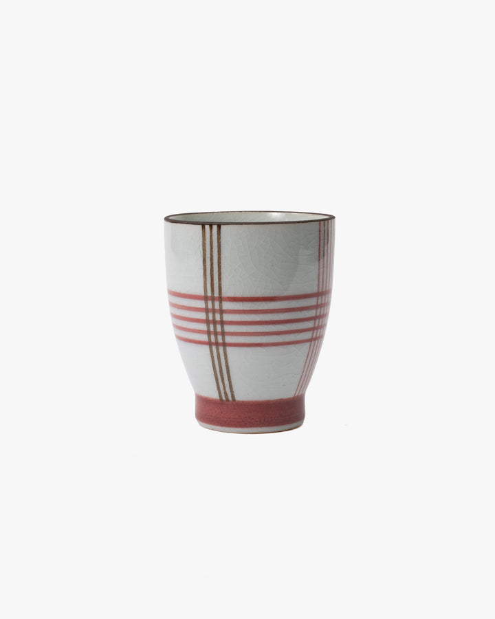 Yunomi Cup, Bisque, Plaid Red – Kiriko Made