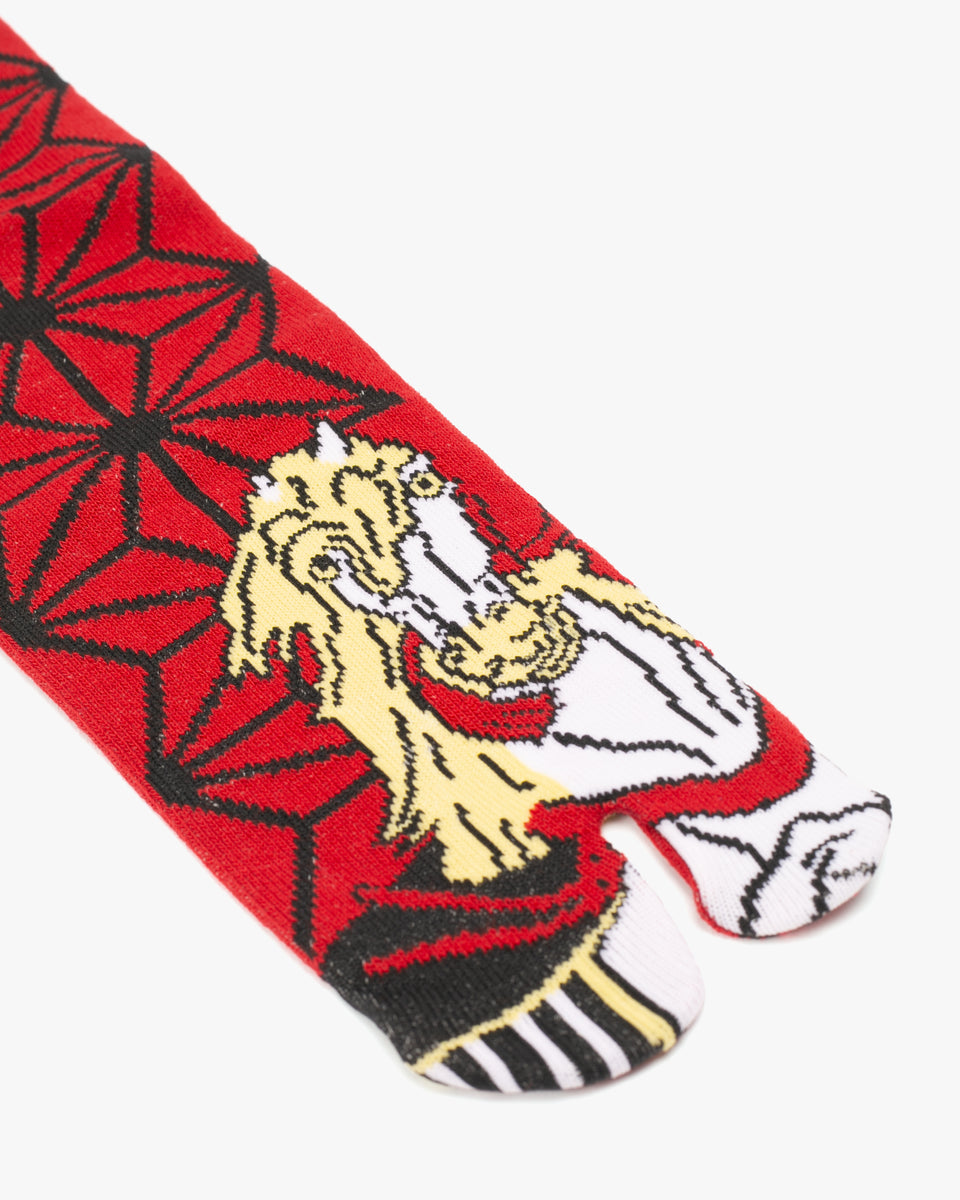Wa Modern, Tabi Socks, Crew, Red and White Horse S/M – Kiriko Made