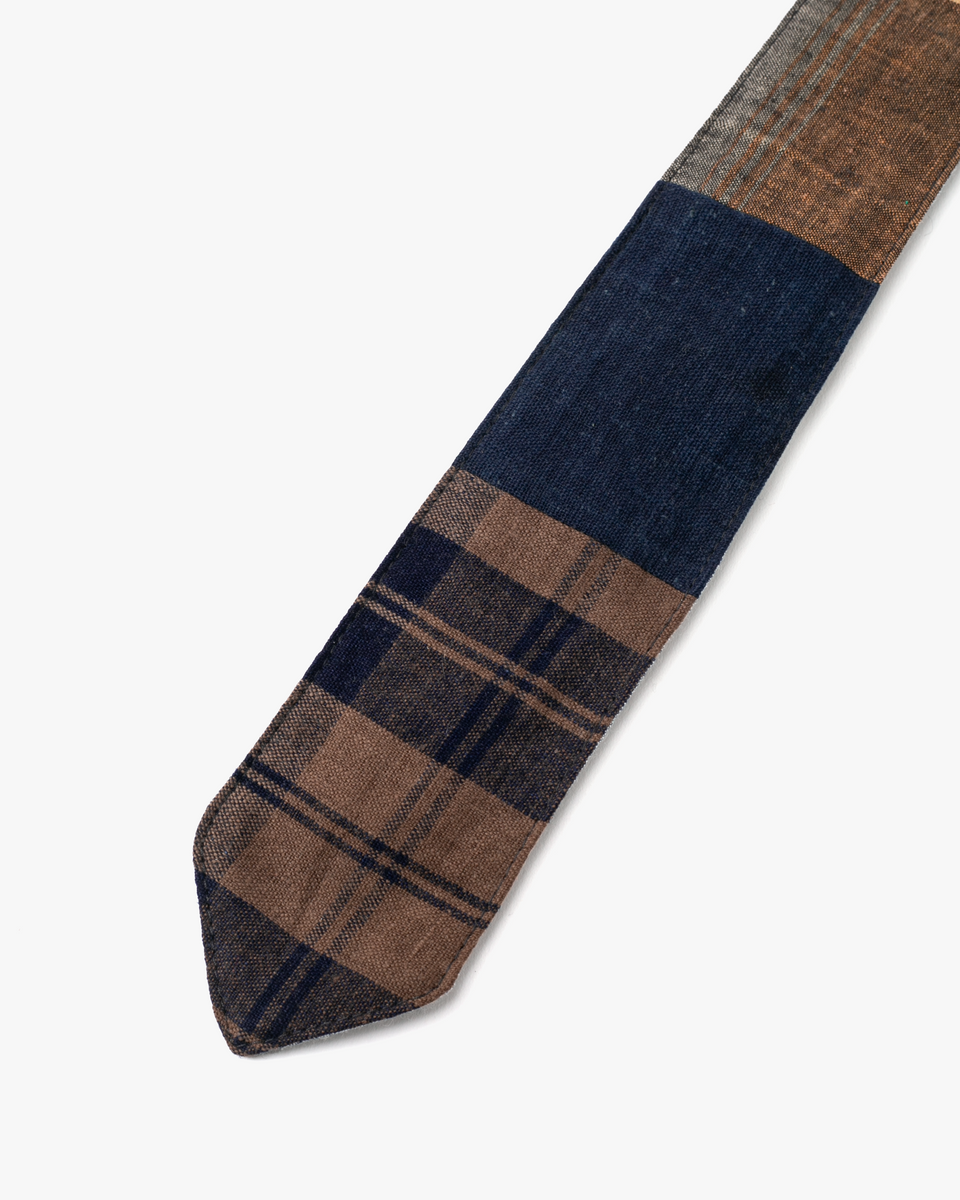 Kiriko Original Tie, Boro, Vintage Light Tan Chambray Plaid and Indigo ...