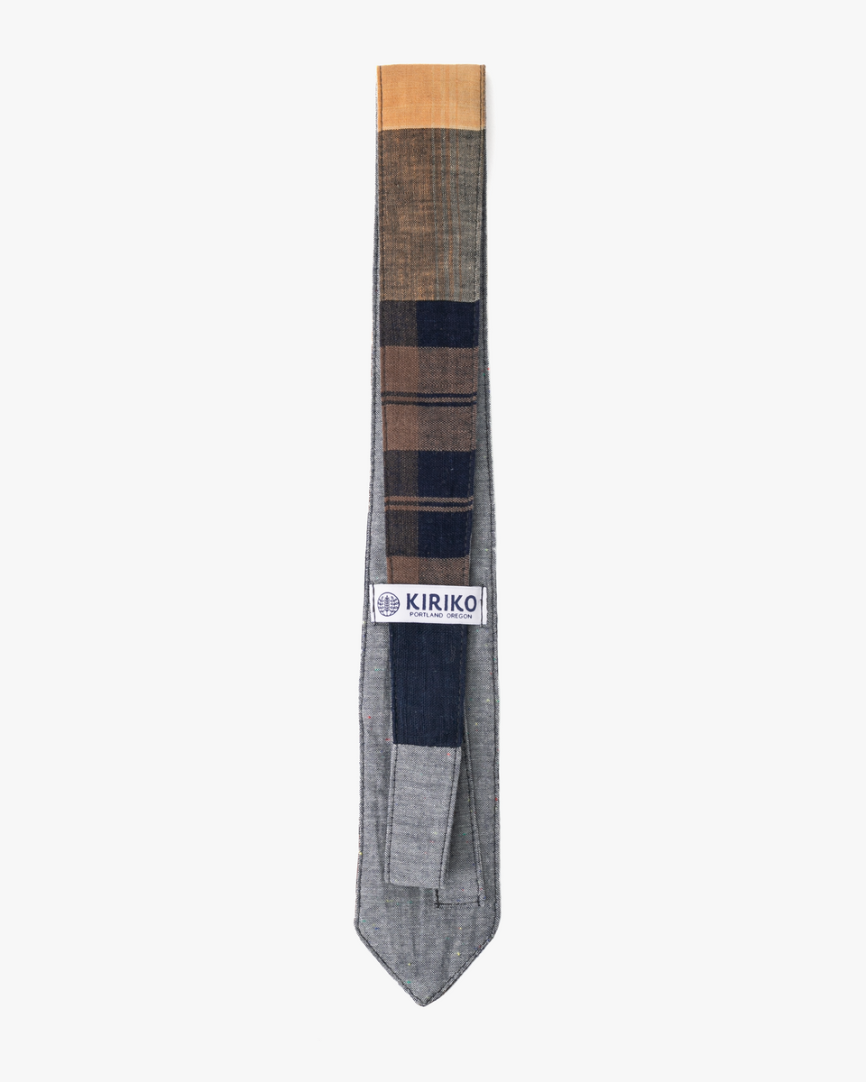 Kiriko Original Tie, Boro, Vintage Light Tan Chambray Plaid and Indigo ...