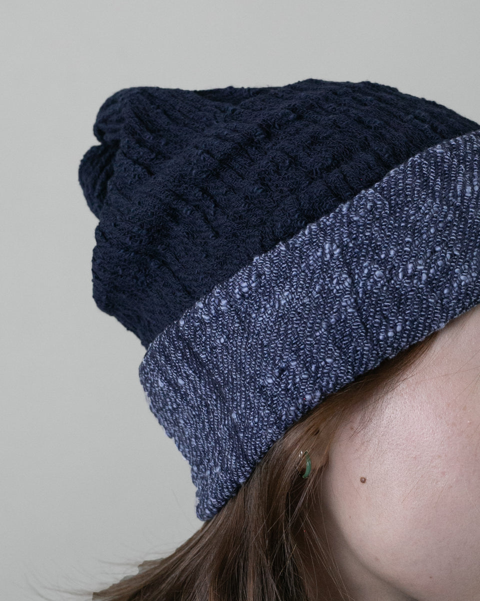 Kobo Oriza Knit Cap, Multi Functional, Cotton, Split Navy and Indigo ...