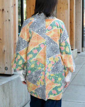 Vintage Haori Jacket, Full Shibori, Abstract Mixed Floral Vintage Haori Jacket, Full Shibori, Abstract Mixed Floral