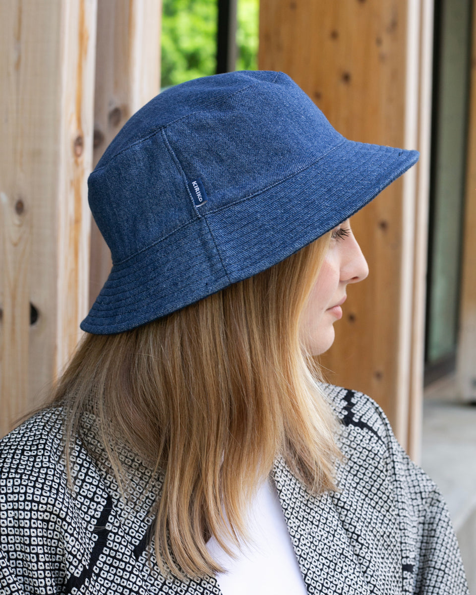 Kiriko Original Bucket Hat, Reversible Navy Sashi-ori and Denim ...