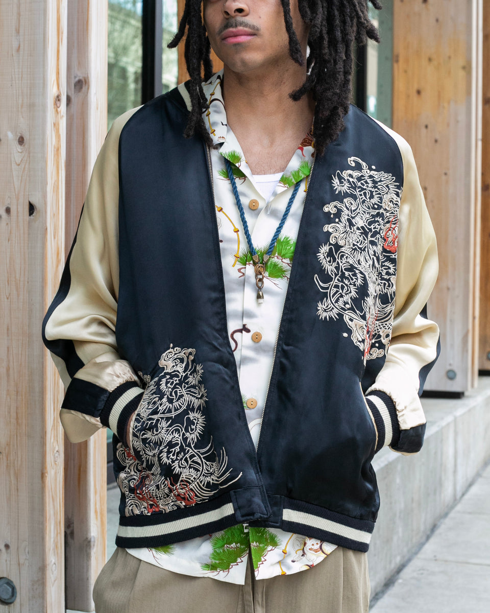 Japanese Repro Souvenir Jacket, Reversible, Taupe with Warrior - XL ...