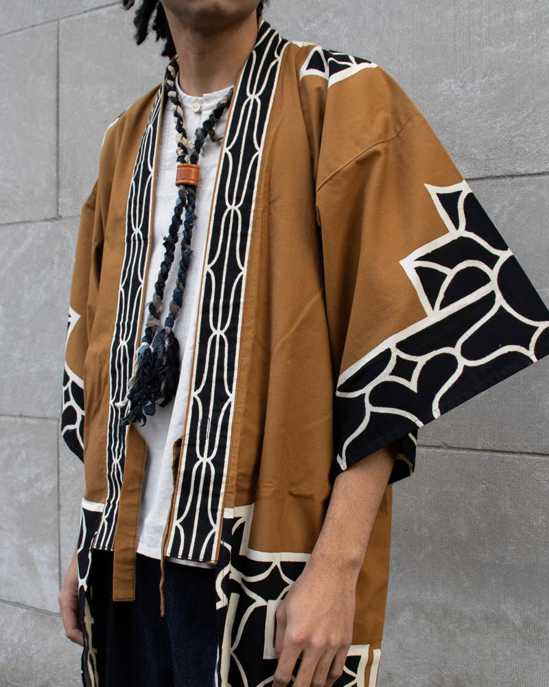 Vintage Ainu Robe, Long, Brown with Black and White Patterns – Kiriko Made