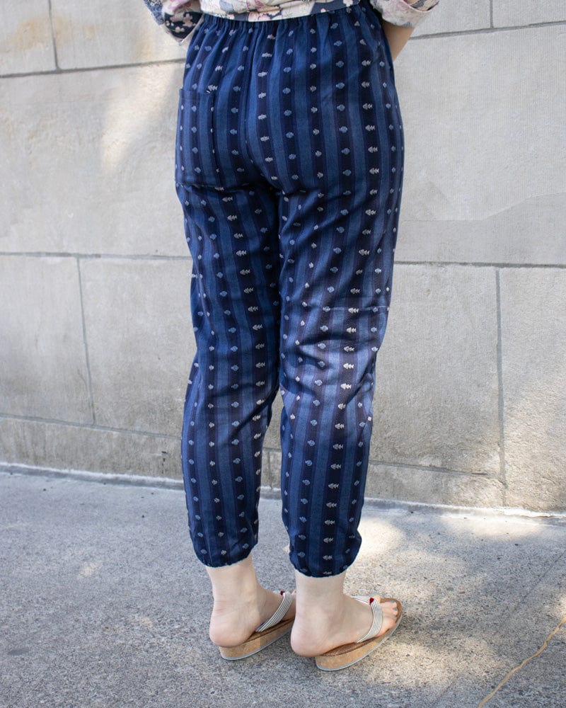 ToK Monpe Pants, Women's, Shades of Blue with Fish and Wide Shima ...