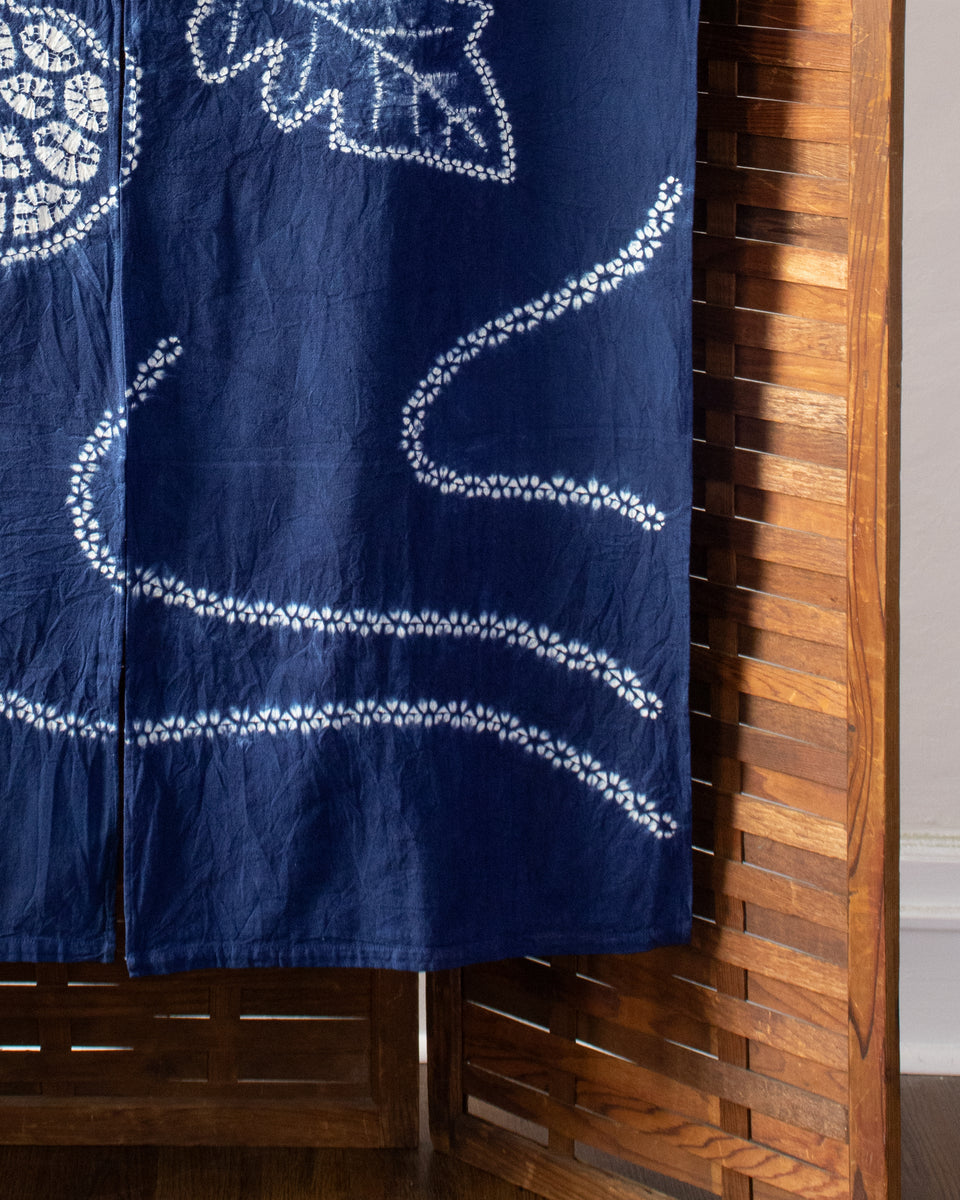 Vintage Noren, Indigo Shibori, Turnip – Kiriko Made