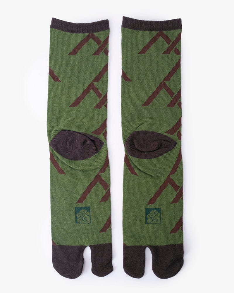 Wa Modern, Tabi Socks, Crew, Yama, Green and Brown - (M/L) – Kiriko Made