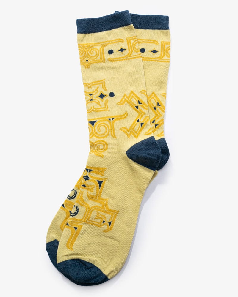 Kiriko Original Socks, Ainu, Custard Yellow and Slate Blue – Kiriko Made