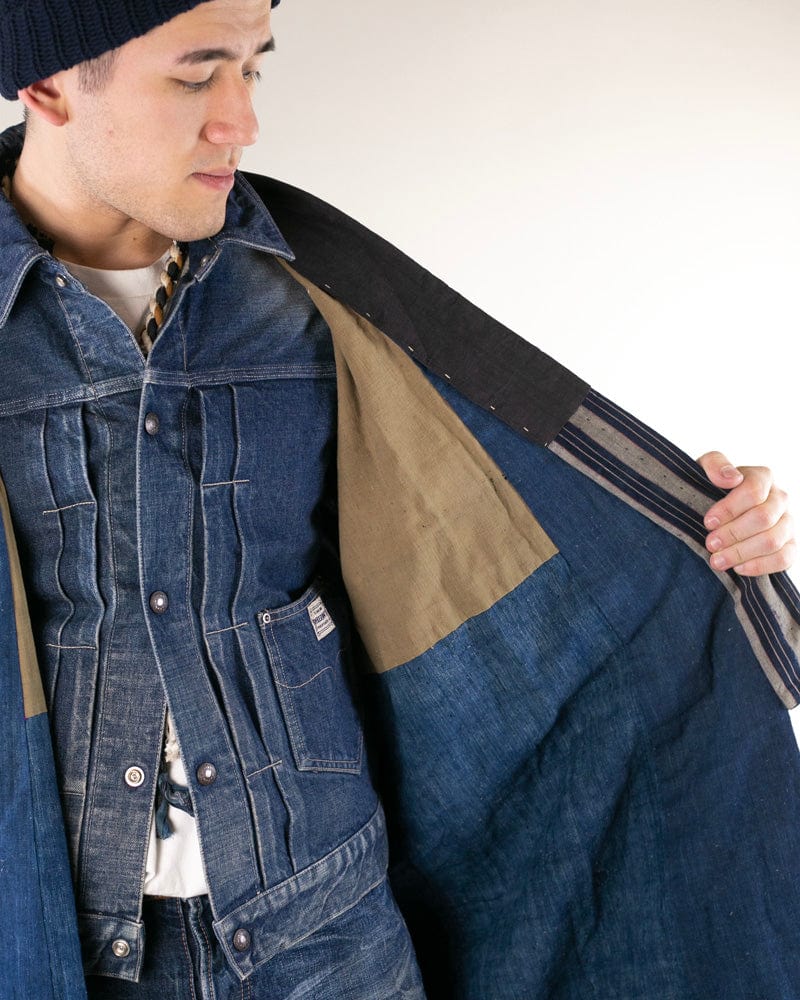 Vintage Noragi Jacket, Reversible, Shima and Kamon Crest – Kiriko Made