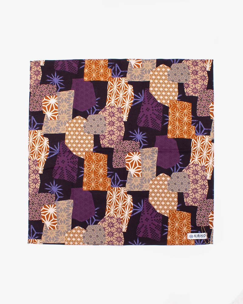 Kiriko Original Bandana, Classic, Orange and Purple Patchwork Style ...