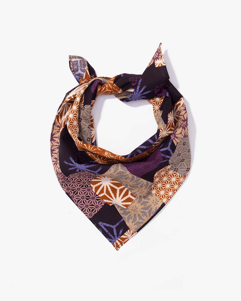 Kiriko Original Bandana, Classic, Orange and Purple Patchwork Style ...