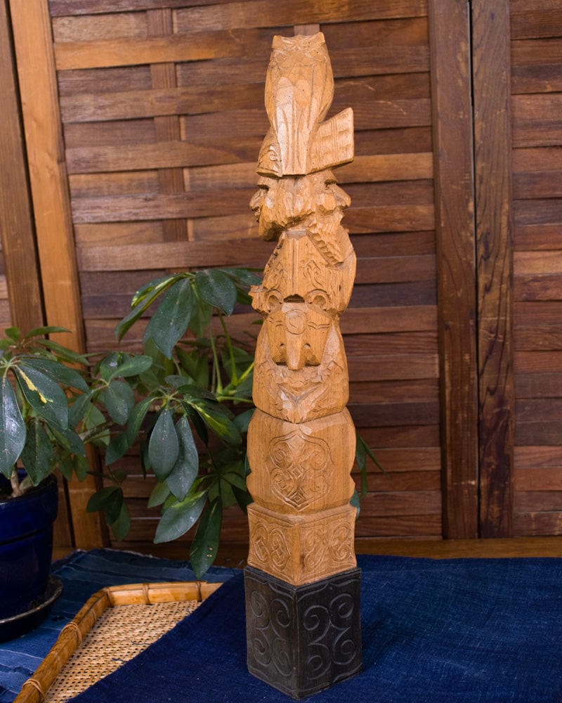 Ainu Doll, Wood Carving with Man, Woman, Bear, and Owl, 18" tall ...