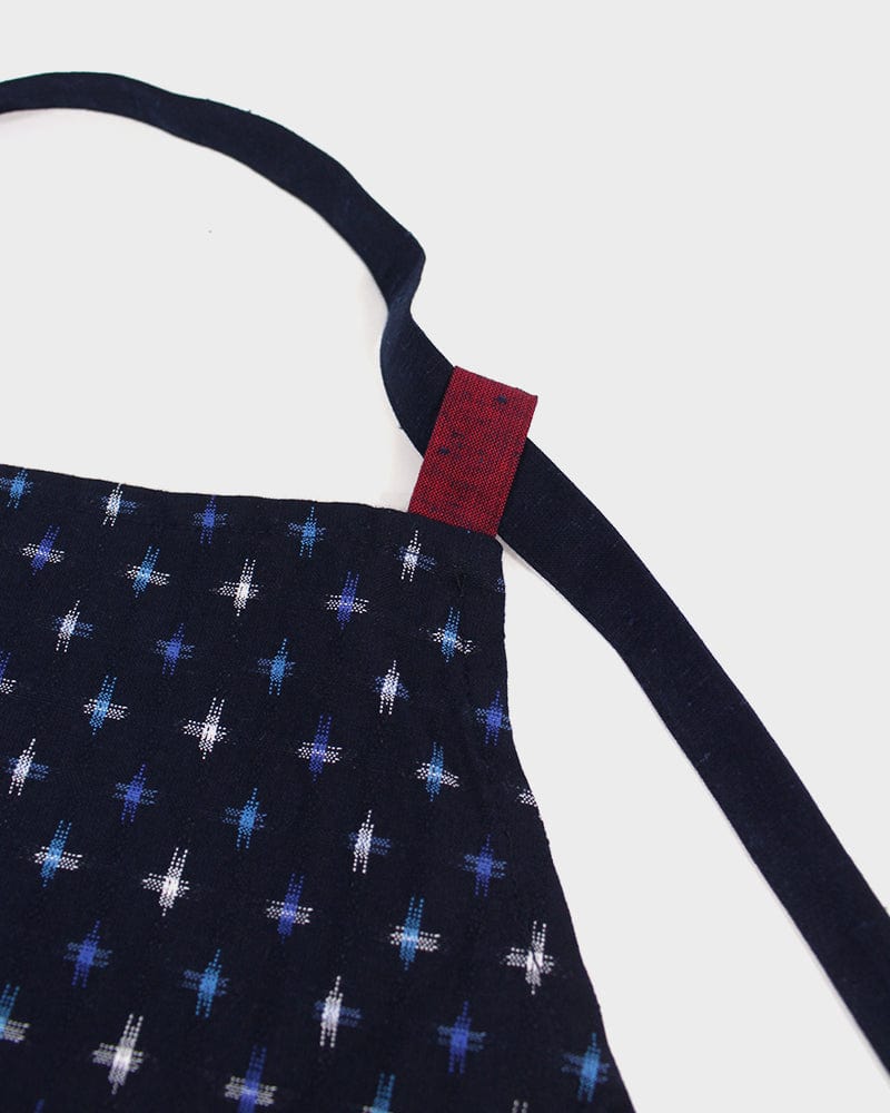 ToK Japanese Apron, Cafe Style, Indigo with Blue and White Jyuji ...