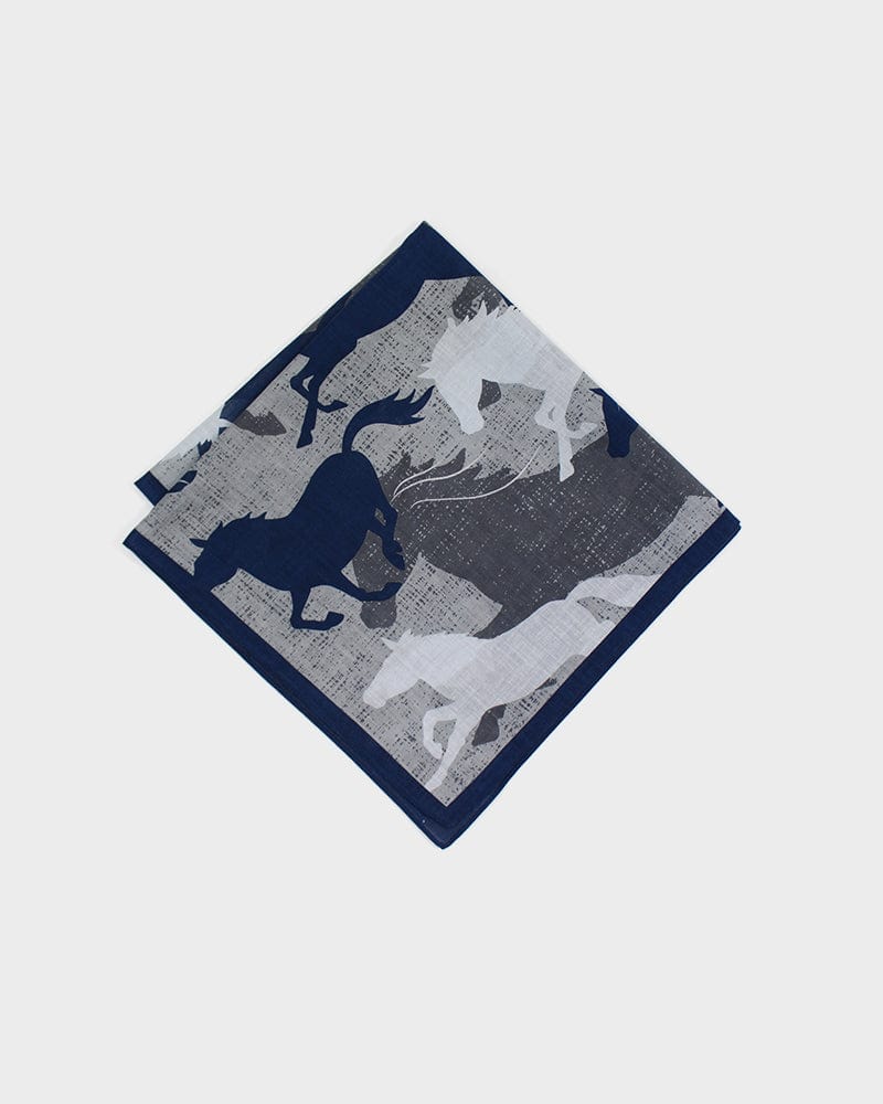 Japanese Handkerchief, Classic, Blue Horses – Kiriko Made